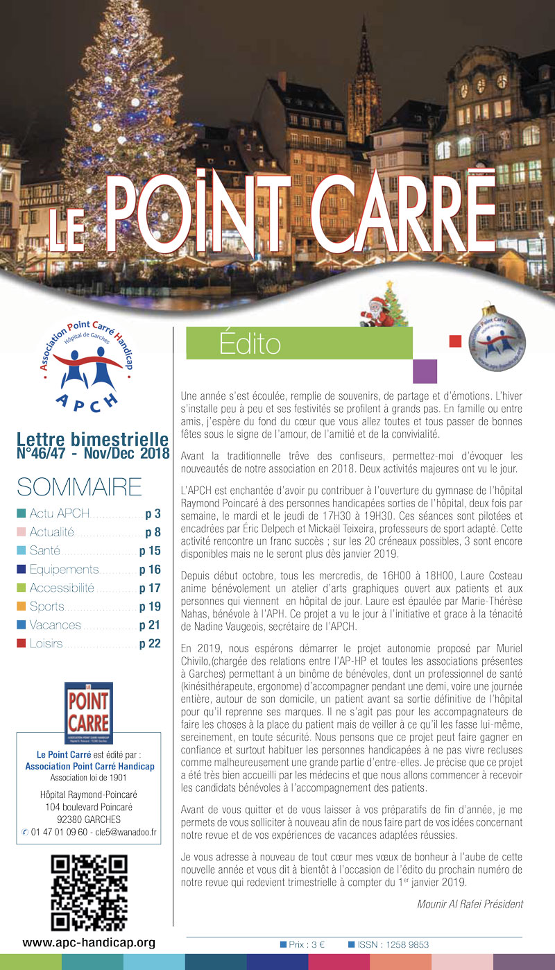 Le Point Carré Nov Déc n°46-47 2018 - l'association APCH de Garches